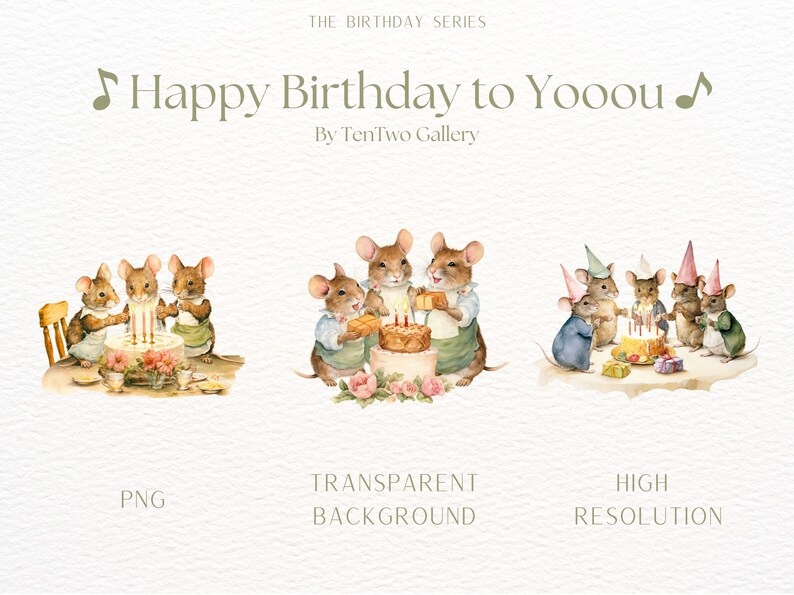 Birthday Mice Clipart, Celebration Graphics, Cute Mice Clipart ...