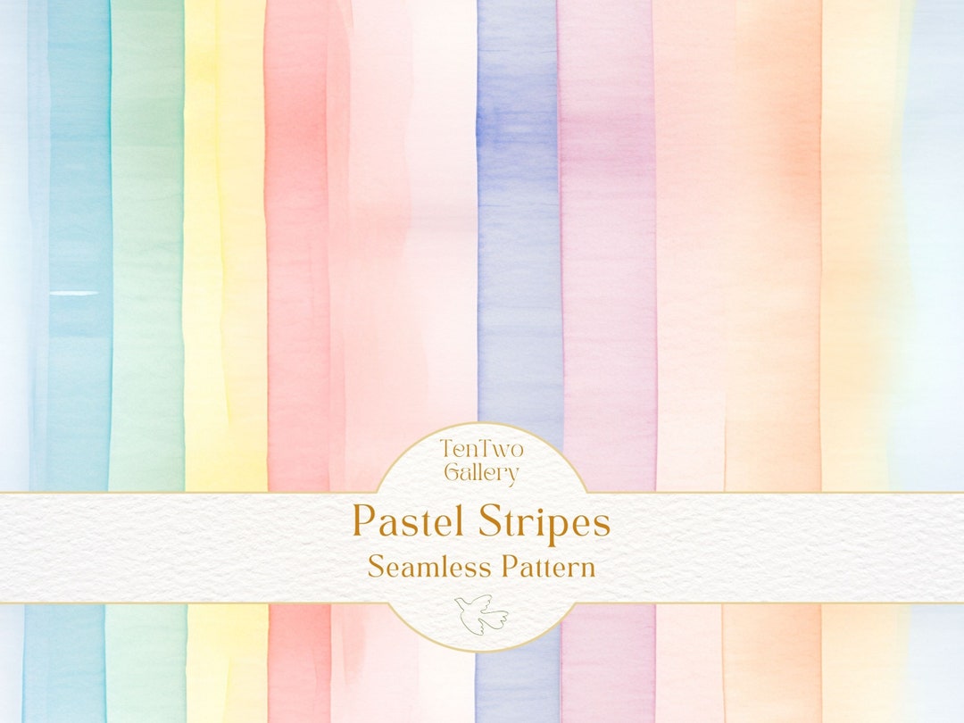 Watercolor Pastel Stripes Seamless Pattern, Pastel Lines Seamless File ...
