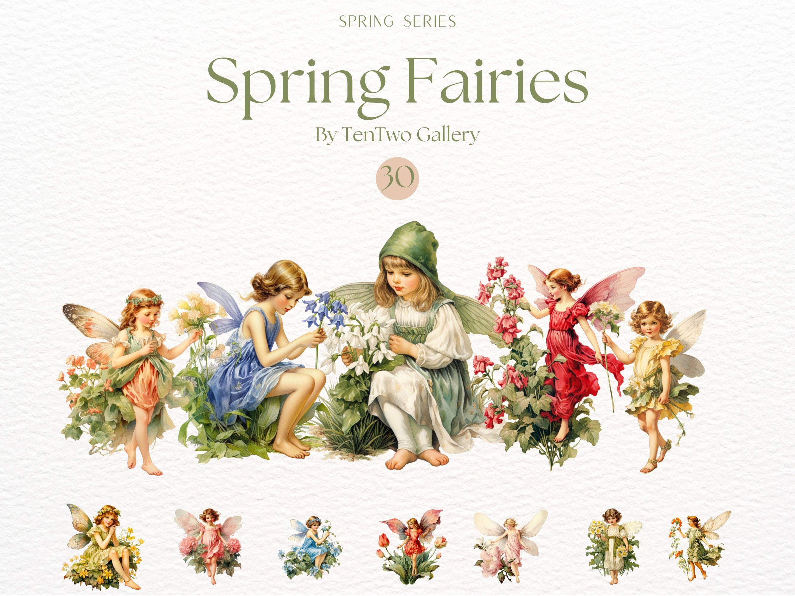 Spring Fairies Clipart, Flower Fairy Clipart, Spring Sublimation ...