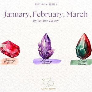 Birthstones Clipart, Watercolour Birth Gems Sublimation, All 21 ...