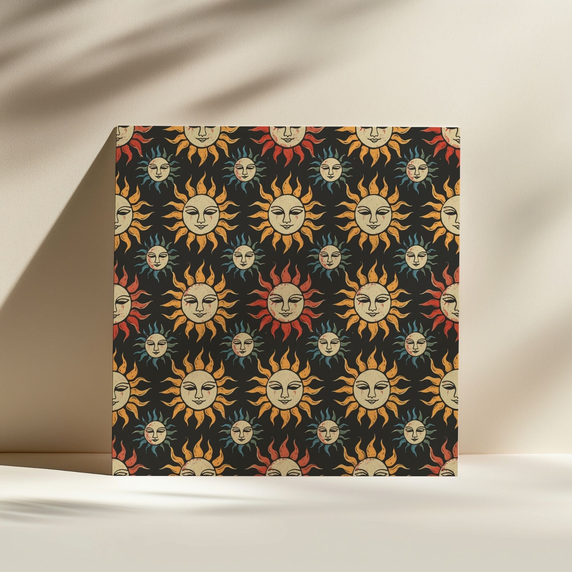 Vintage Suns Seamless Digital Paper, Printable Retro Groovy Suns ...