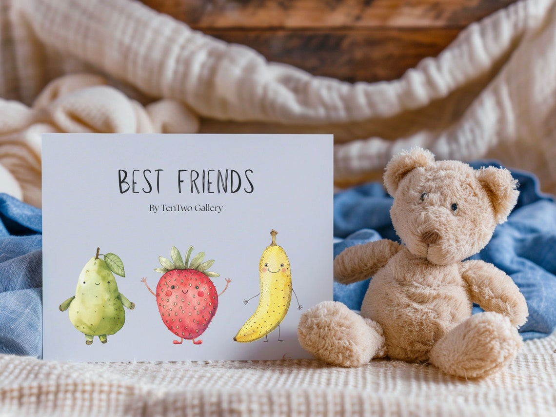 Nursery Fruit Clipart, Watercolor Fruit Characters, Healthy Foods ...