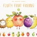 Nursery Fruit Clipart, Watercolor Fruit Characters, Healthy Foods ...