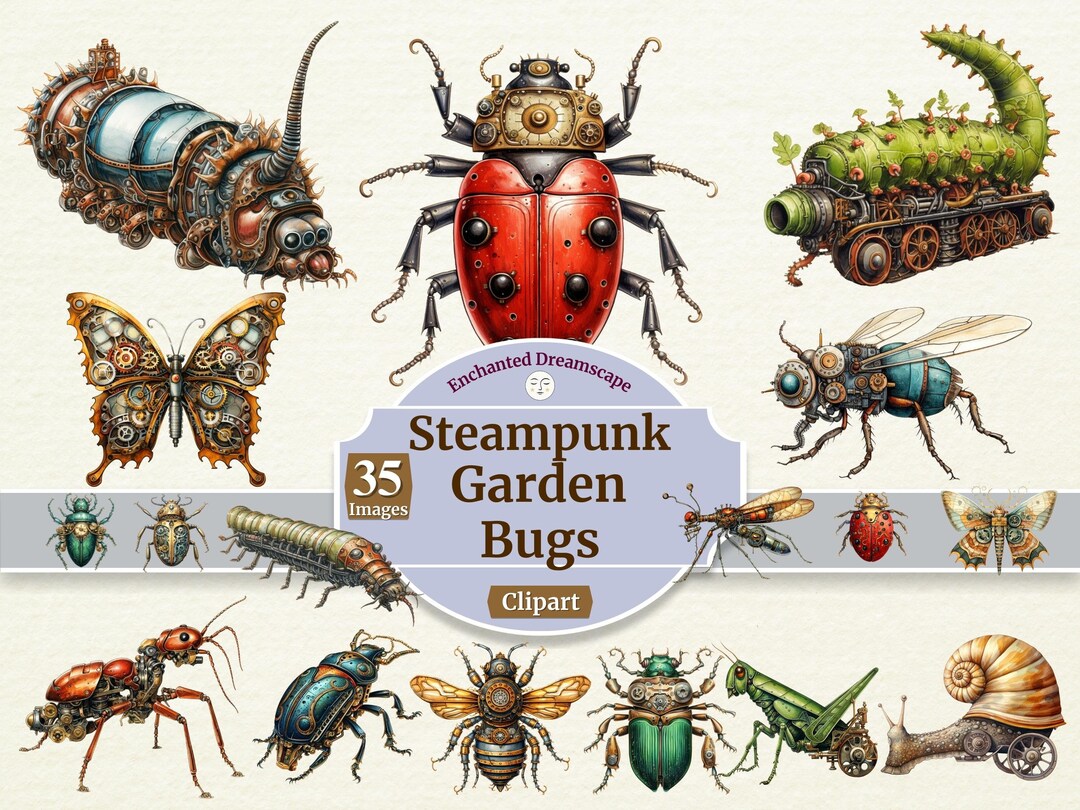 Steampunk Garden Bugs Clipart Steampunk Insects Steampunk - Etsy
