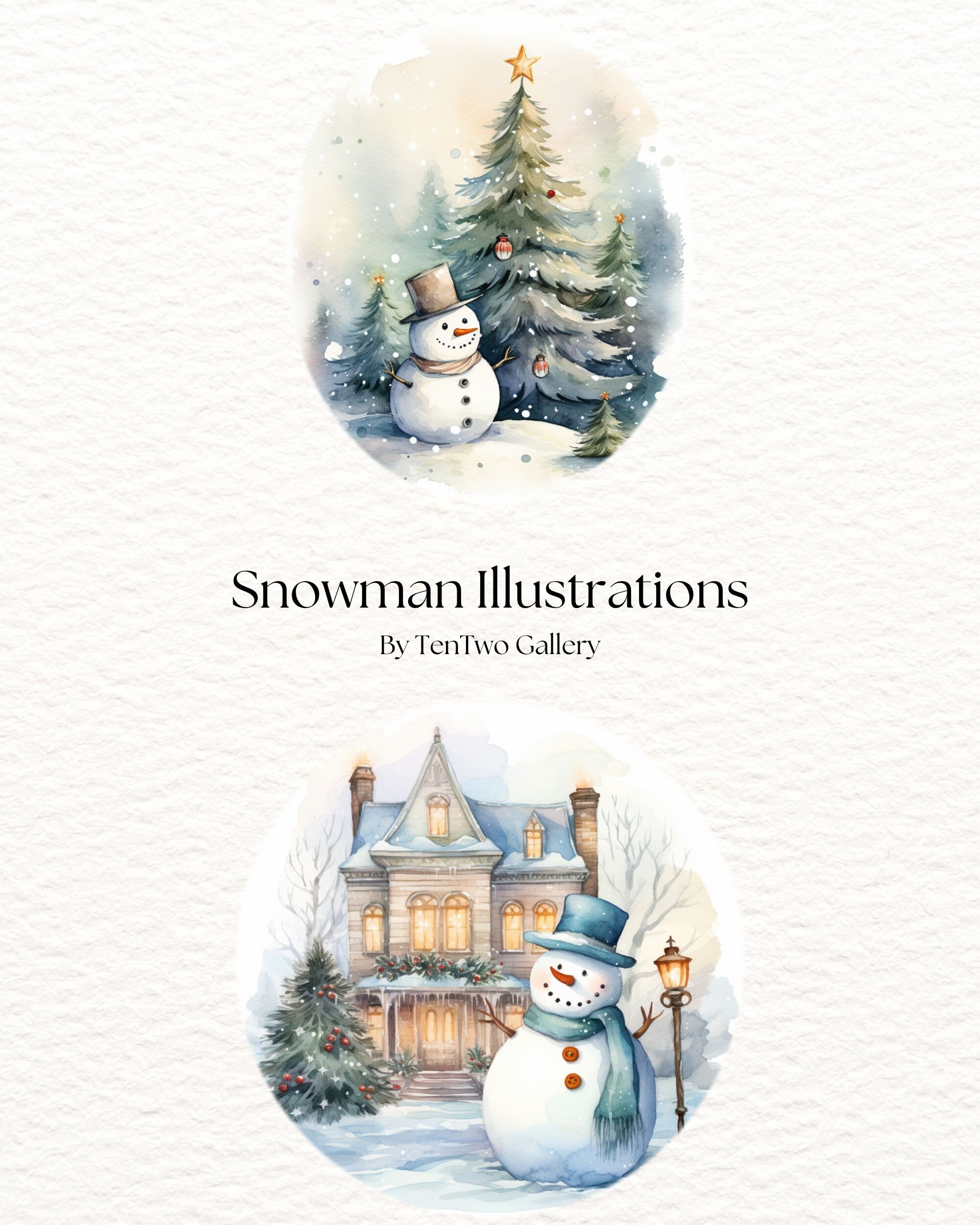 Snowman Clipart Set | Watercolor Snowmen Clipart | Christmas ...