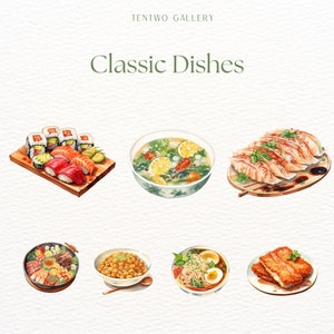 Japanese Food Clipart, Watercolor Japanese Food Sublimation, Japanese ...