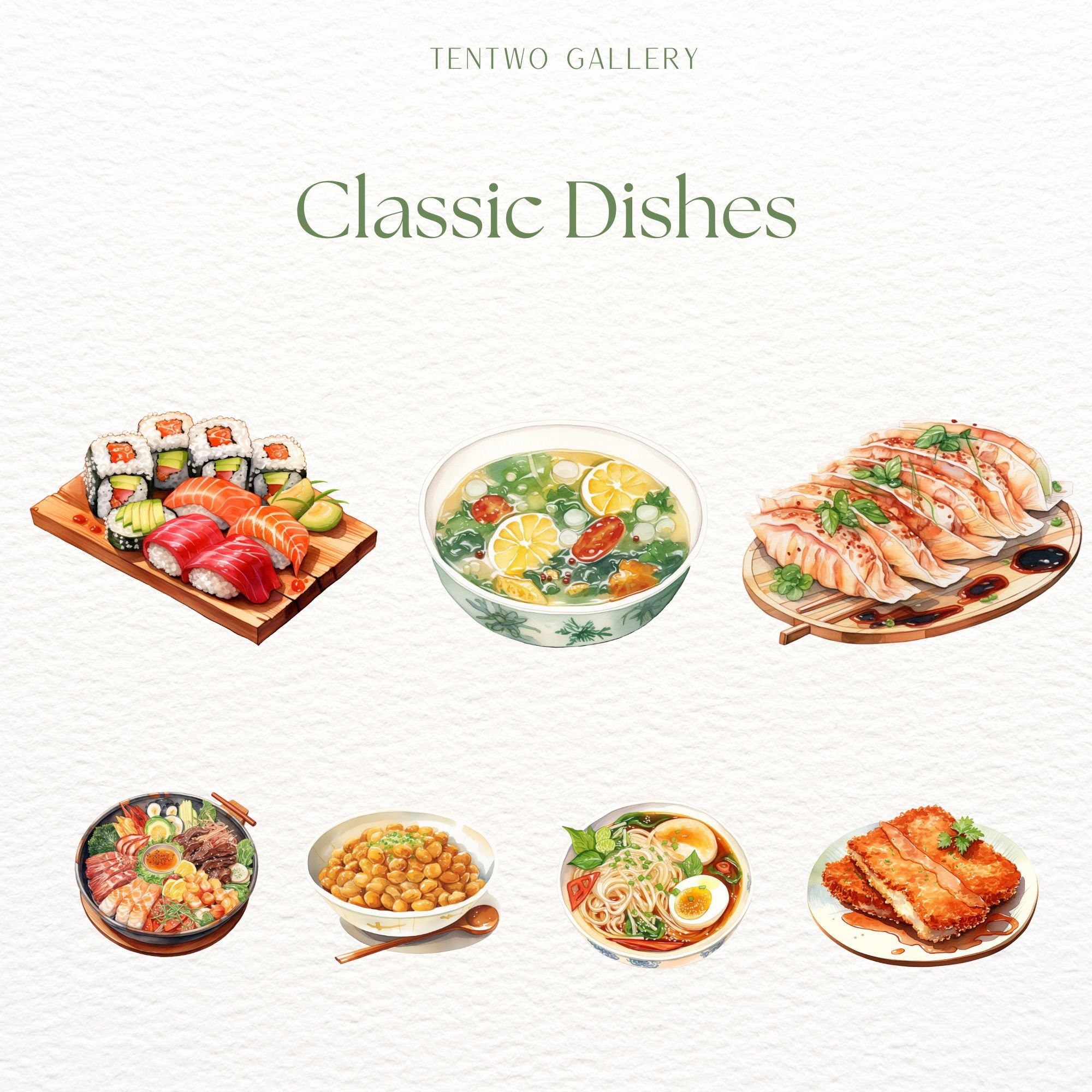 Japanese Food Clipart, Watercolor Japanese Food Sublimation, Japanese ...