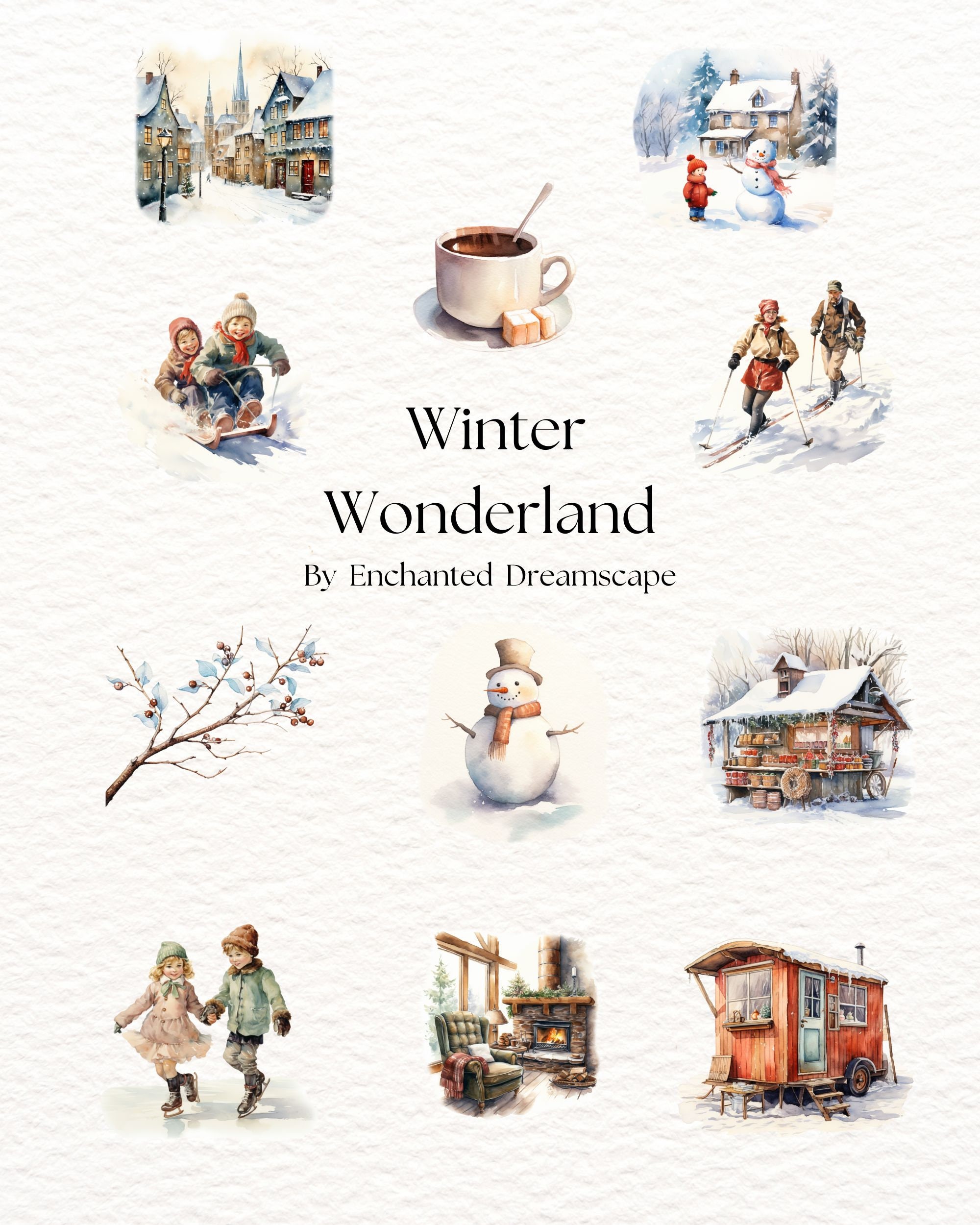 Winter Wonderland Clipart Bundle Watercolor Clipart Winter - Etsy
