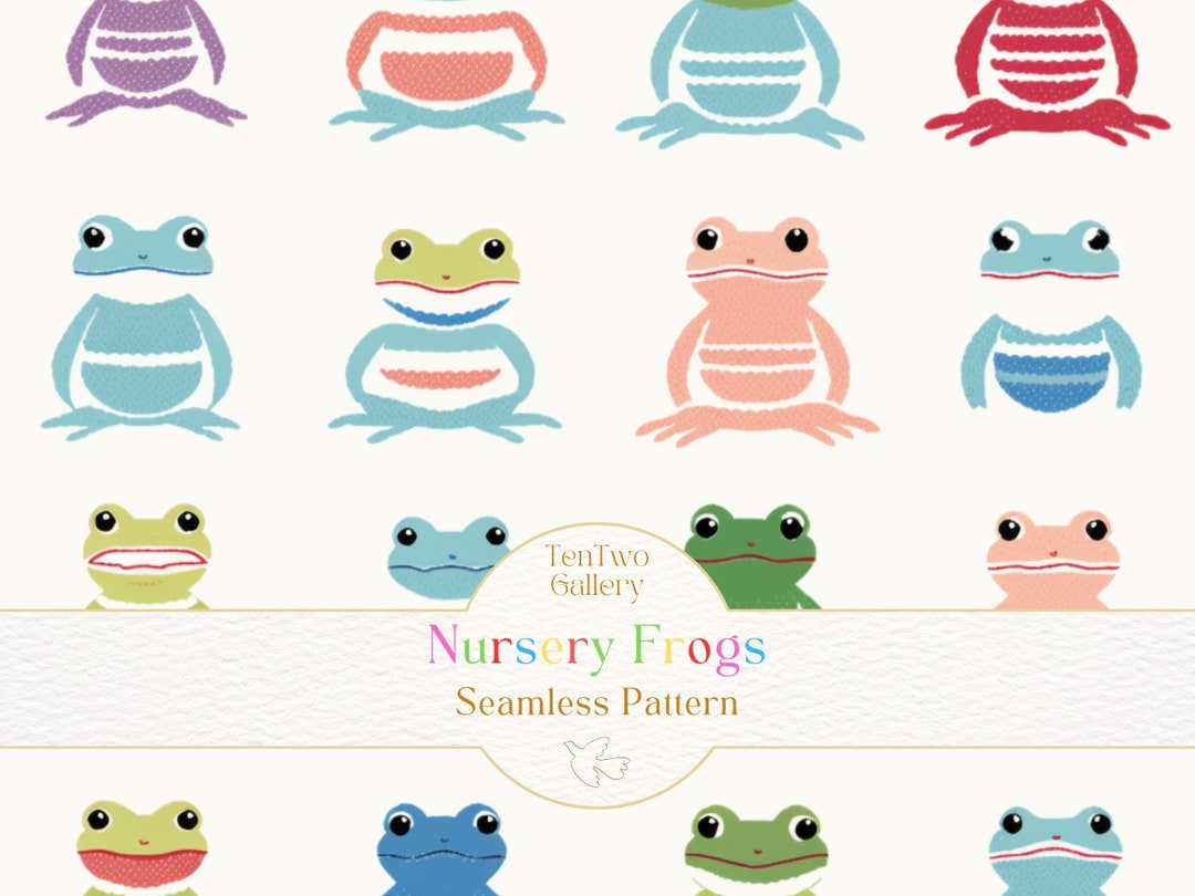 Nursery Frogs Seamless Pattern, Colorful Frogs Seamless File for Fabric ...