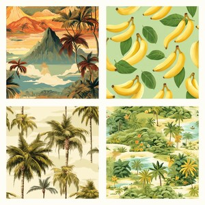 Vintage Tropical Seamless Digital Paper, Printable Tropical Island ...