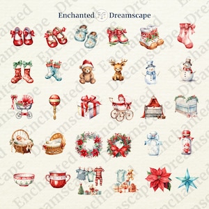 Christmas Baby Clipart Bundle | Watercolor Clipart | Babyshower ...