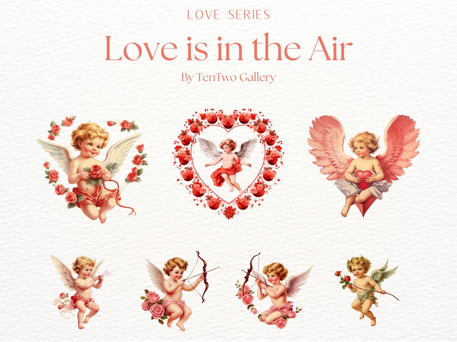 Classic Cupid Illustrations Clipart, Vintage Valentines Clipart, Love ...