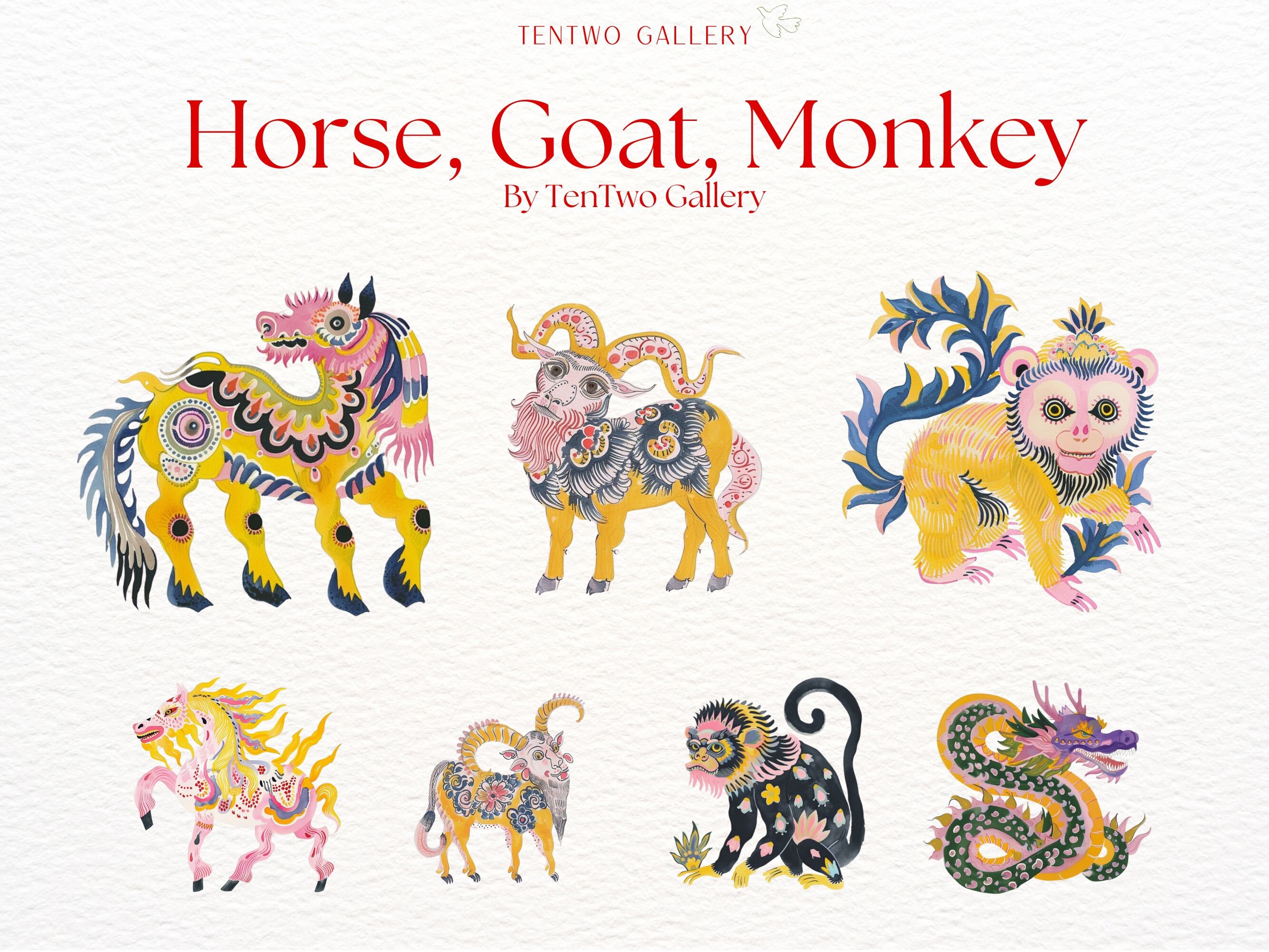 Chinese Zodiac Animals Clipart, Eastern Astrology Graphics, Chinese ...