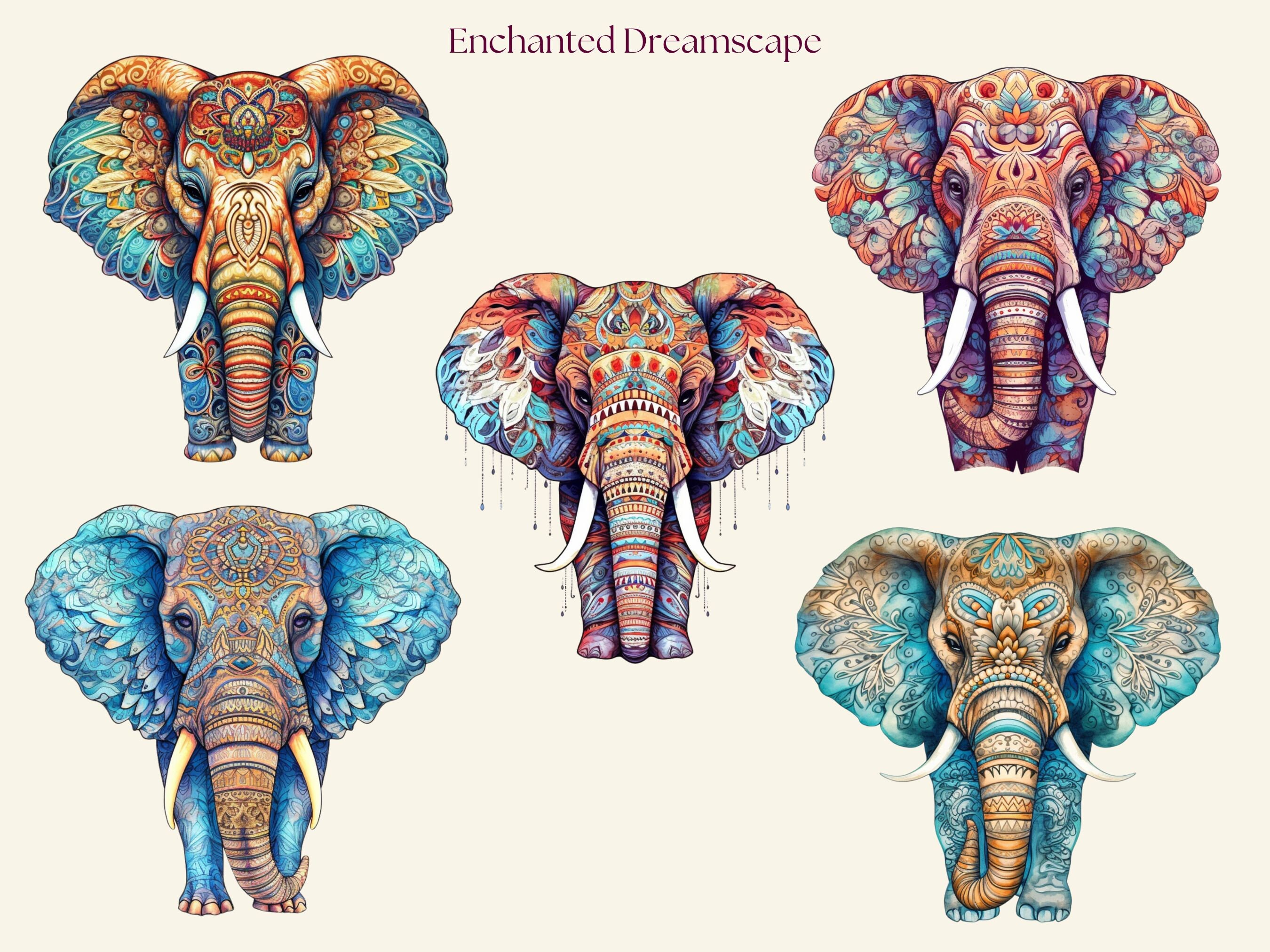 Vintage Elephants Clipart Bundle Hippie Elephants Clipart - Etsy