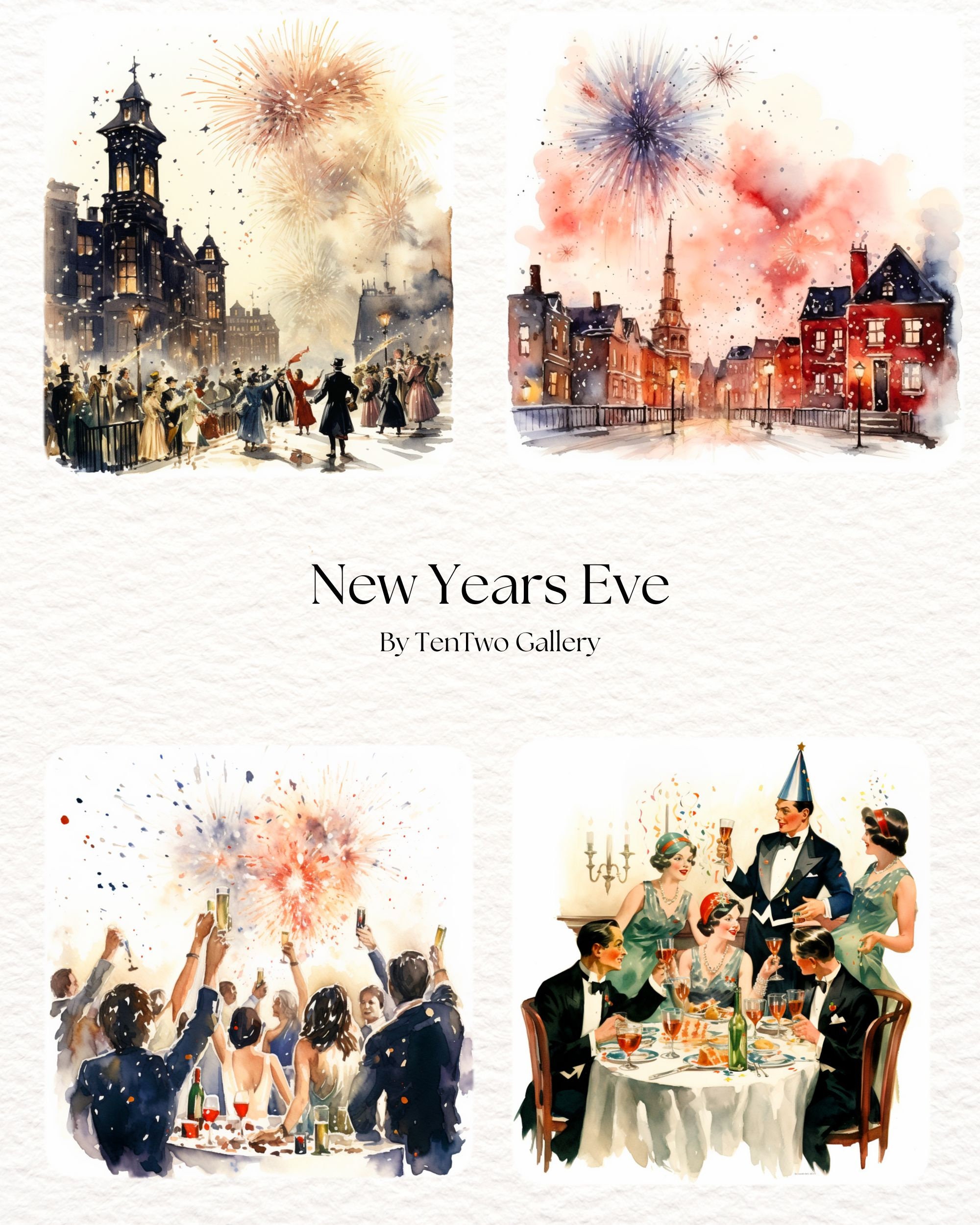 New Years Eve Clipart Watercolor Celebration Clipart Happy New Years ...