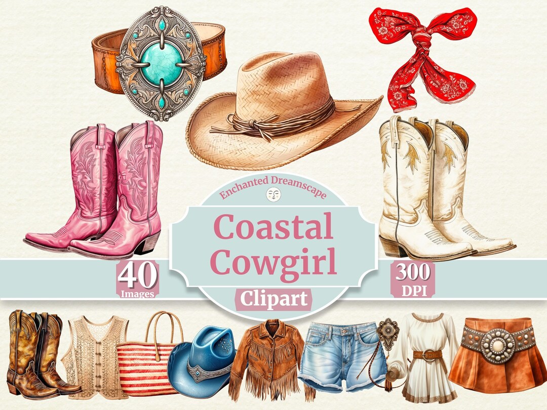 Coastal Cowgirl Clipart Bundle | Western Sublimation | Commercial Use ...