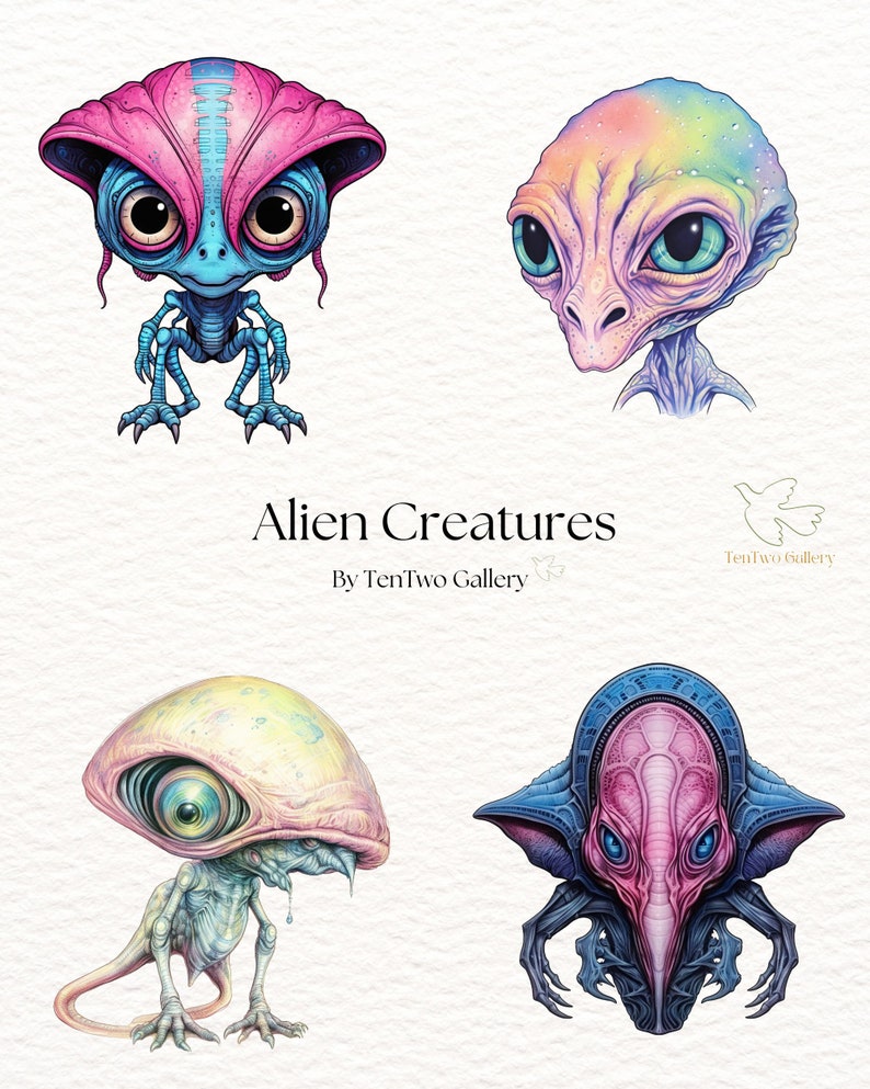 Alien Creatures Clipart | Space Aliens Clipart | Alien PNG | Outer ...