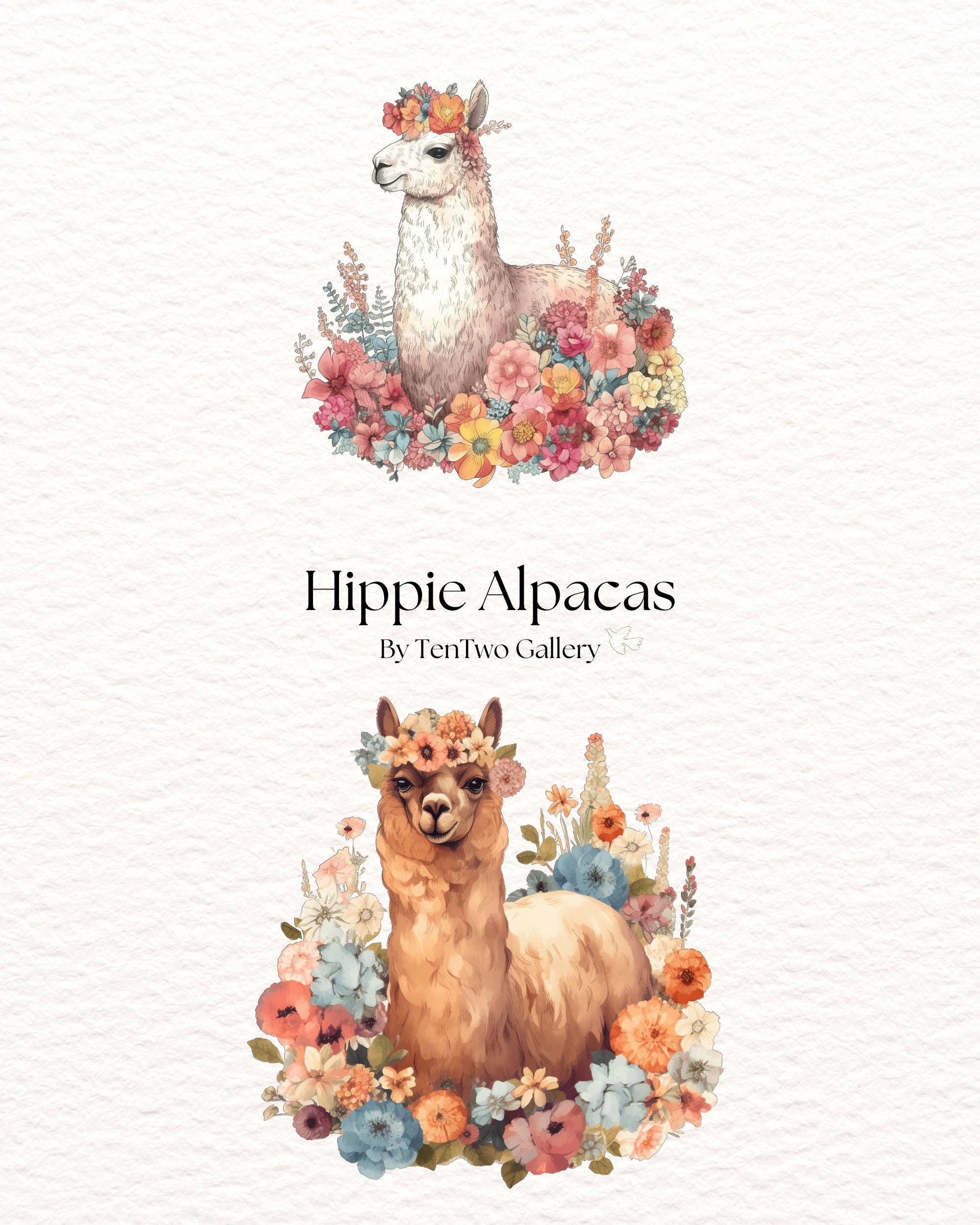 Hippie Alpacas Clipart | Cute Groovy Alpaca Clipart | 70's Sublimation ...