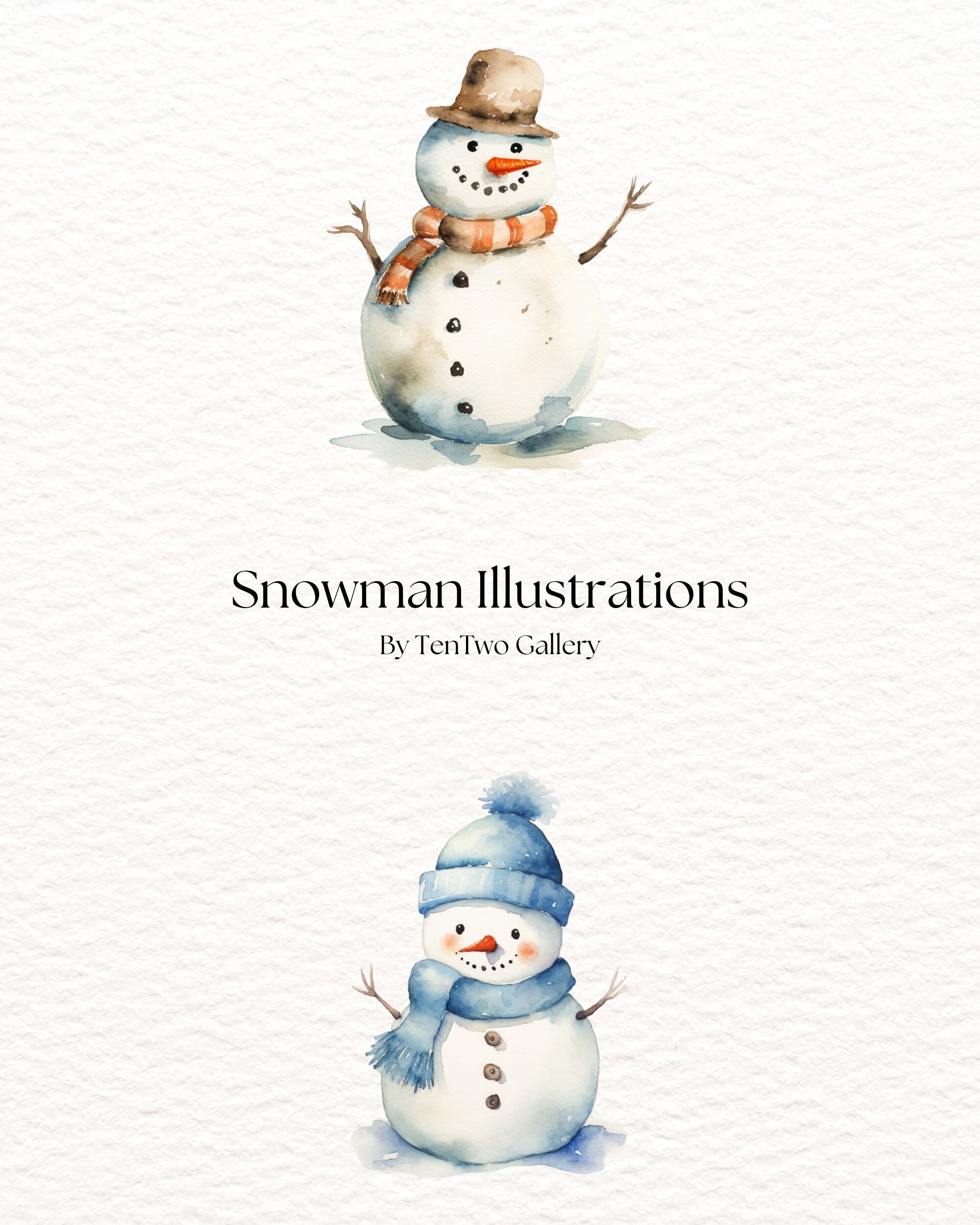 Snowman Clipart Set | Watercolor Snowmen Clipart | Christmas ...