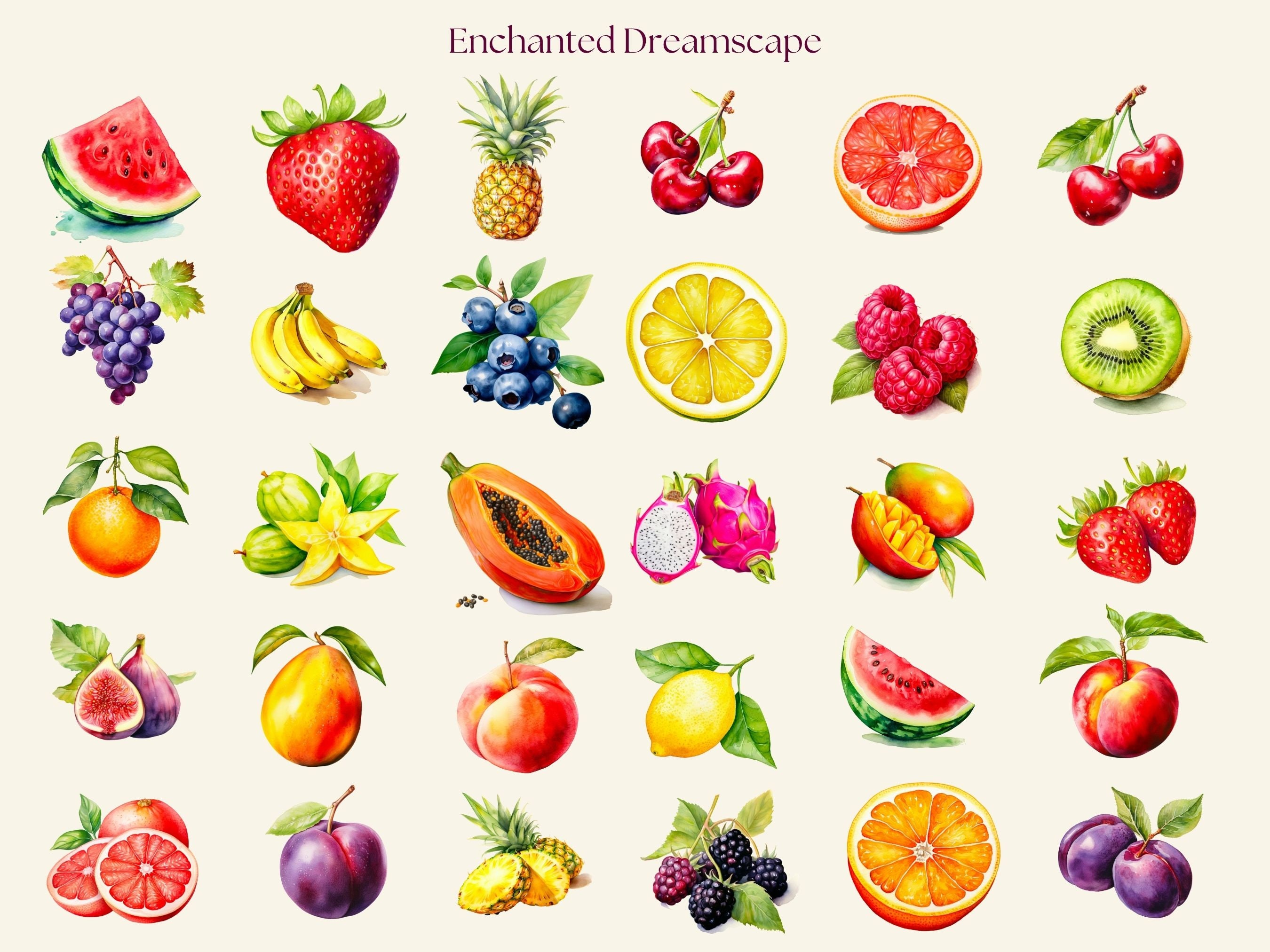 Watercolour Summer Fruits Clipart Bundle | Fruit PNG | Tropical Fruits ...
