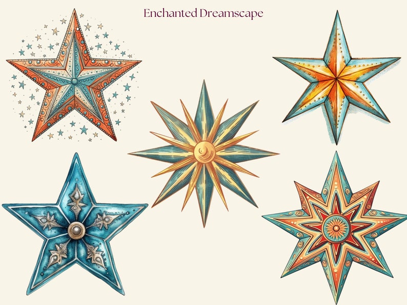 Vintage Hippie Stars Clipart Stars PNG Transparent - Etsy