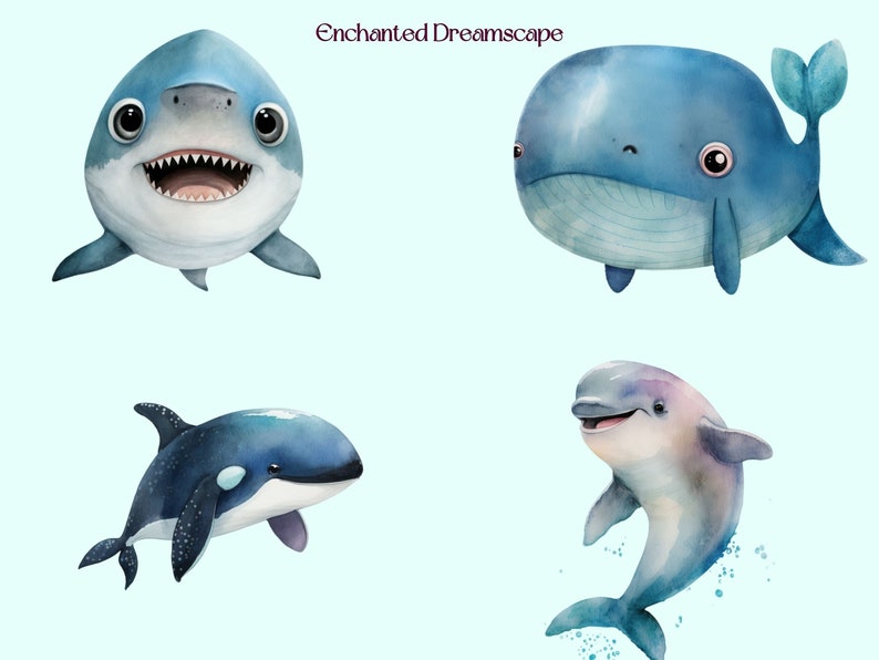 Watercolour Ocean Animals Clipart Under the Sea Clipart - Etsy