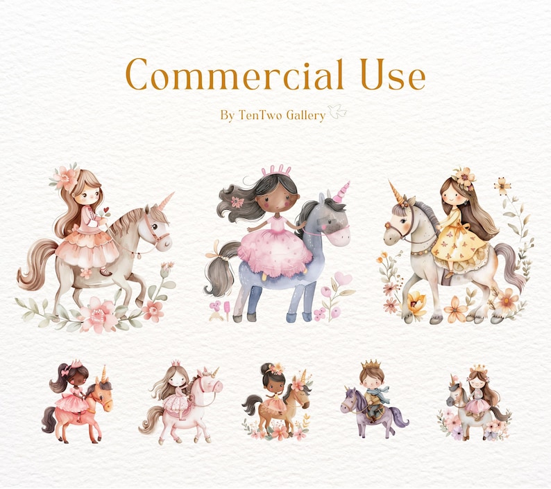 Pink Princess Watercolor Clipart Bundle, Nursery Fairytale Clipart ...