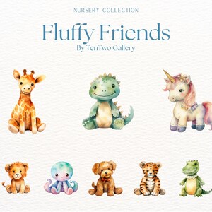 Kids Playroom Clipart, Baby Watercolor Nursery Animal Clipart, Kids ...