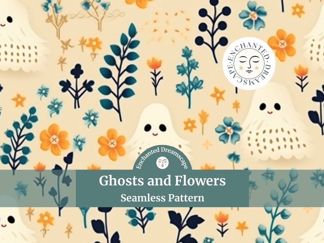 Ghosts and Flowers Seamless Pattern File, Halloween Seamless File for ...