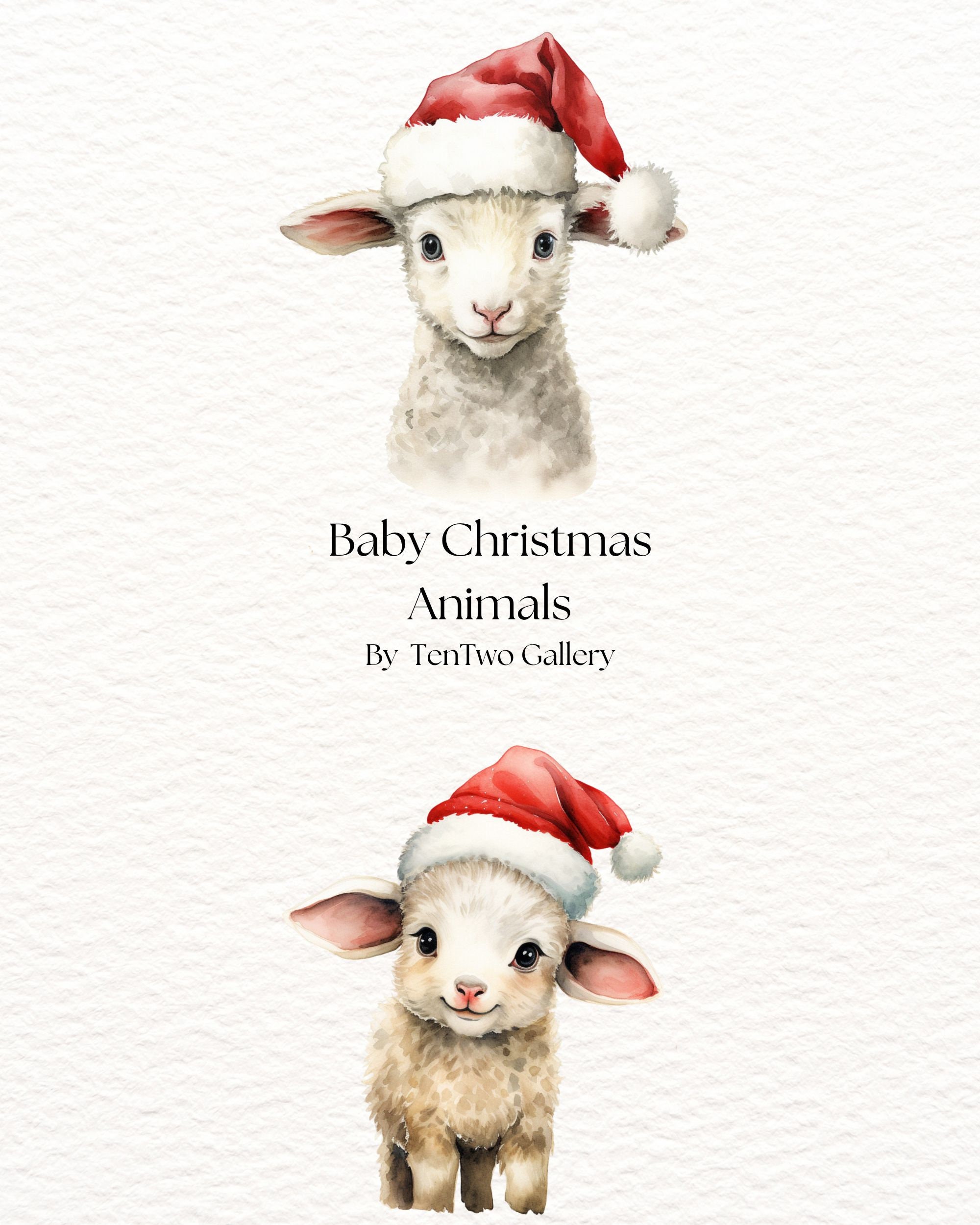 Christmas Baby Animals Clipart Watercolour Christmas Sublimation ...