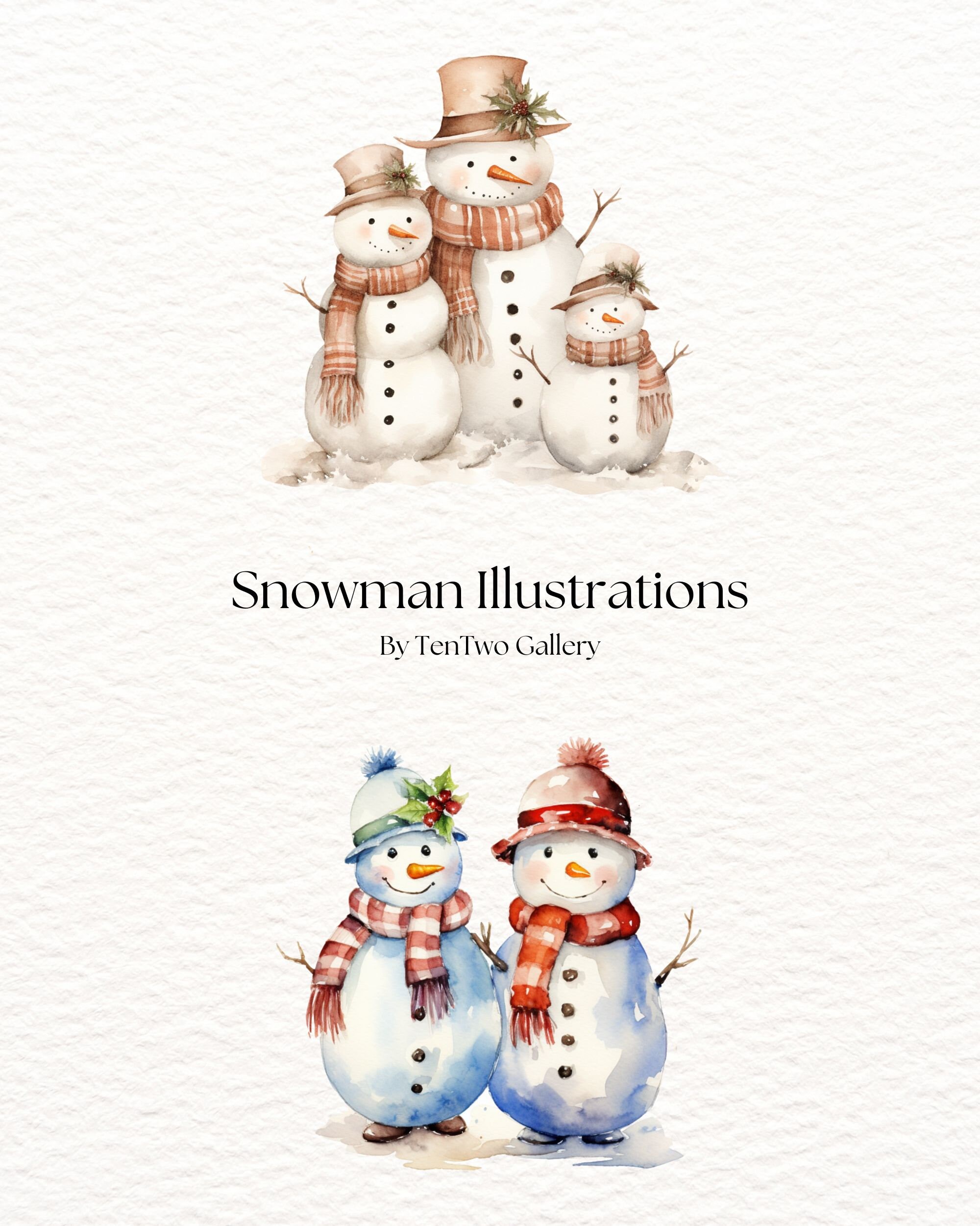 Snowman Clipart Set | Watercolor Snowmen Clipart | Christmas ...