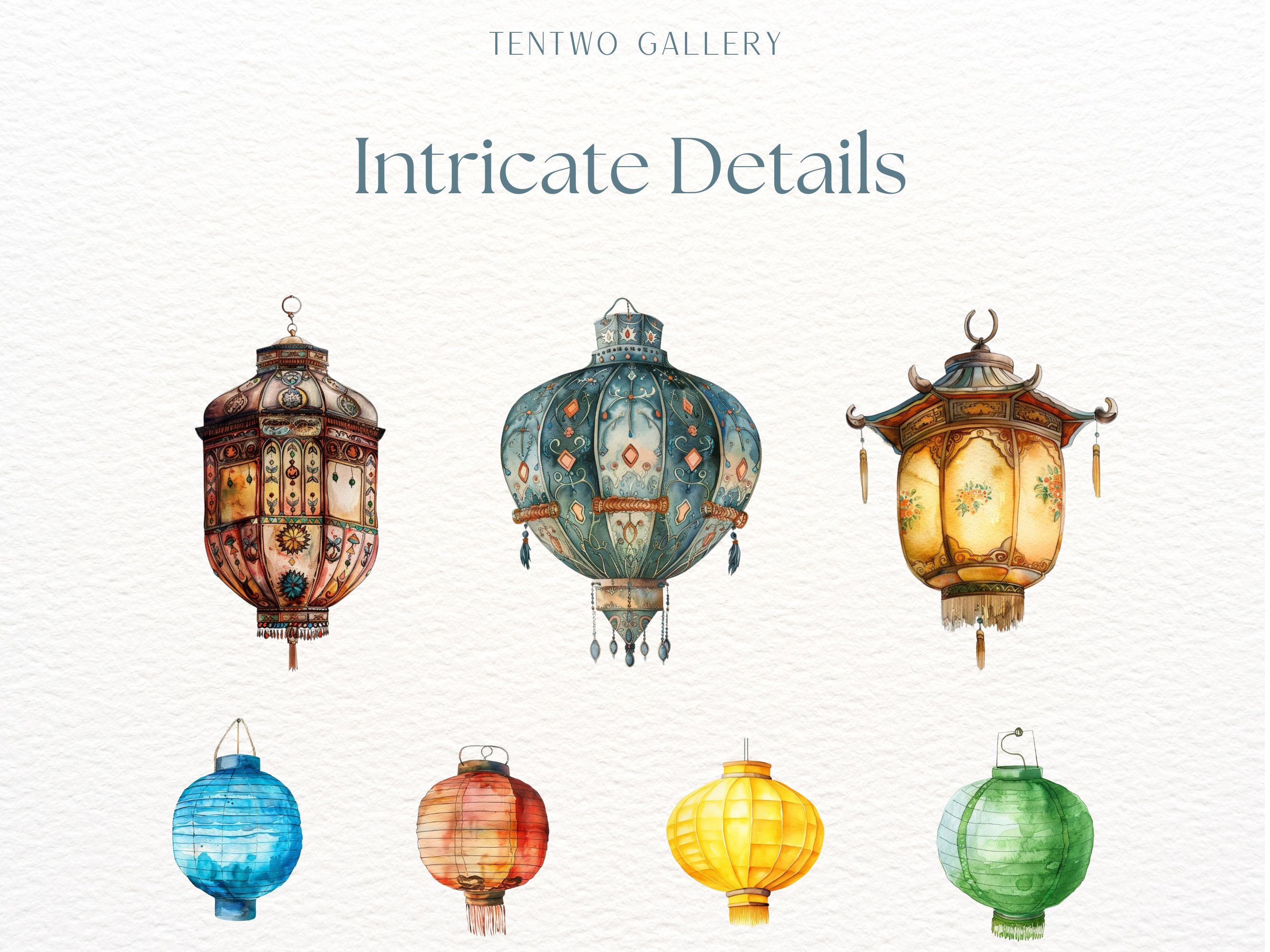 Japanese Paper Lanterns Clipart, Watercolor Paper Lanterns Sublimation ...