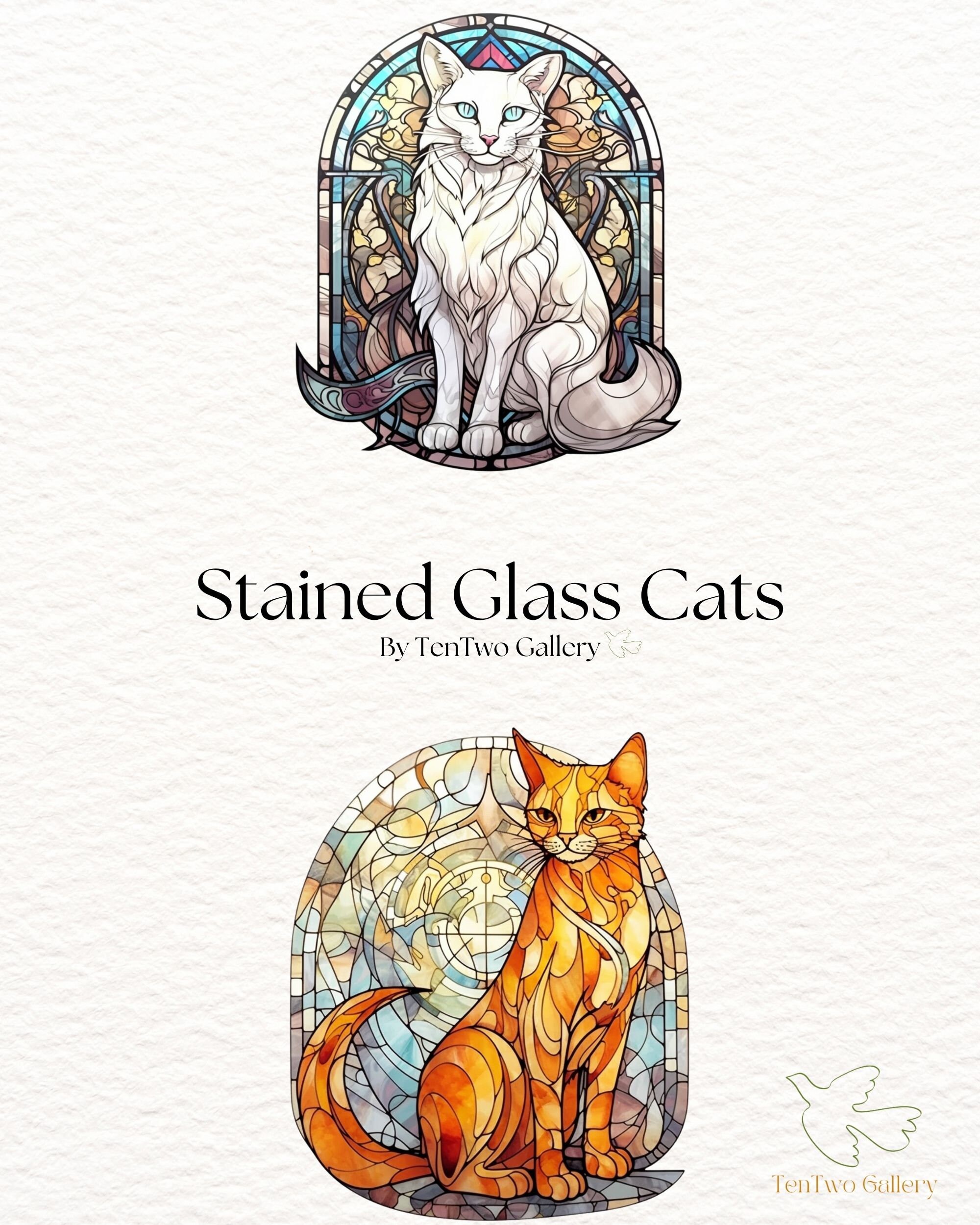 Stained Glass Cats Clipart Coloured Glass Cats Cute Kitten Images ...