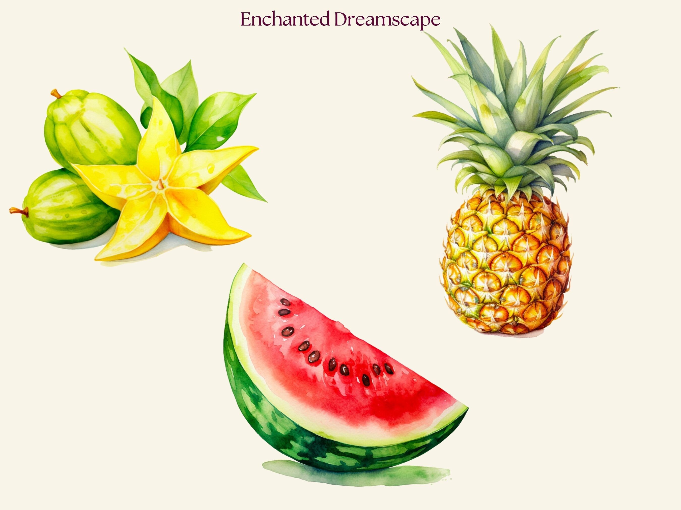 Watercolour Summer Fruits Clipart Bundle Fruit PNG Tropical Fruits Full ...