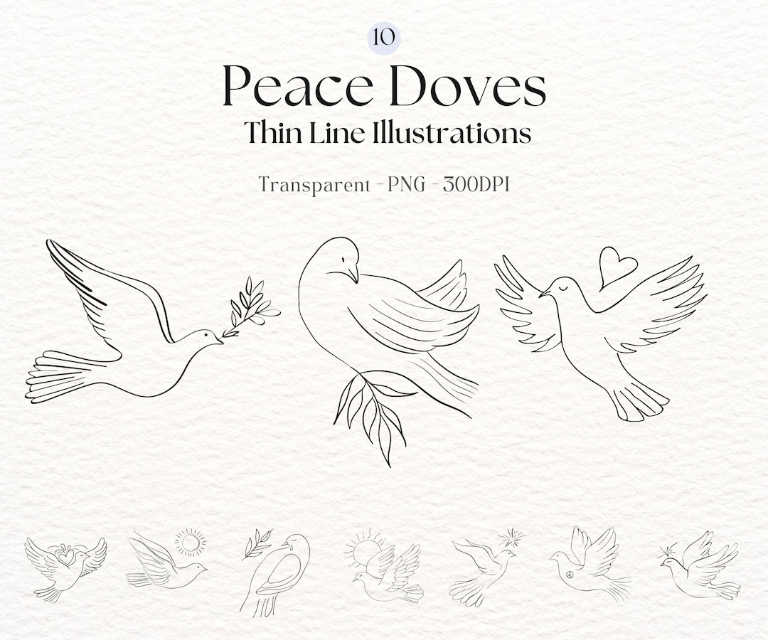 Peace Dove Clipart, Thin Line Peace Dove Illustrations, Dove Graphics ...