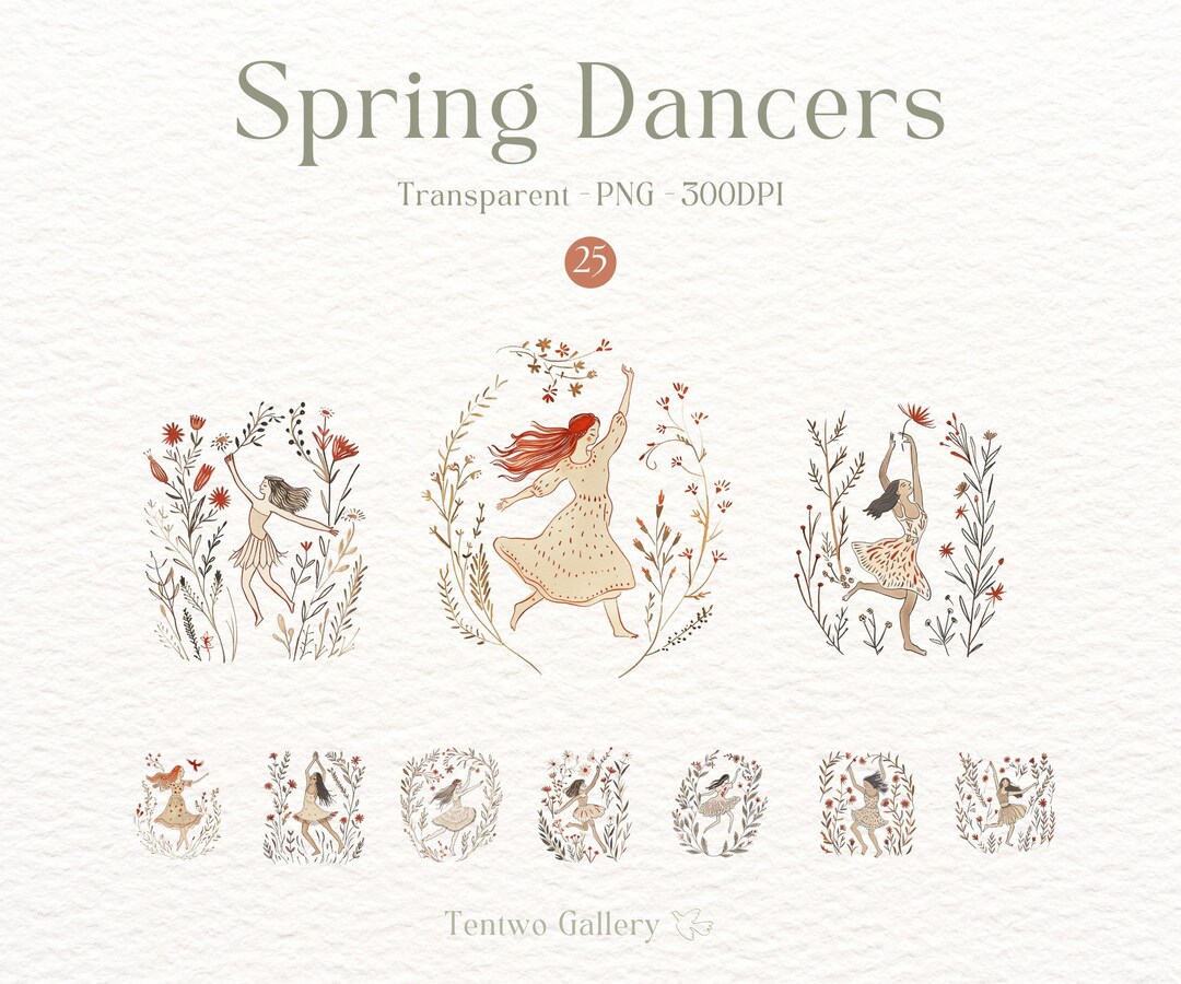Spring Dancers Clipart, Flower Girls Clipart, Floral Women Sublimation ...