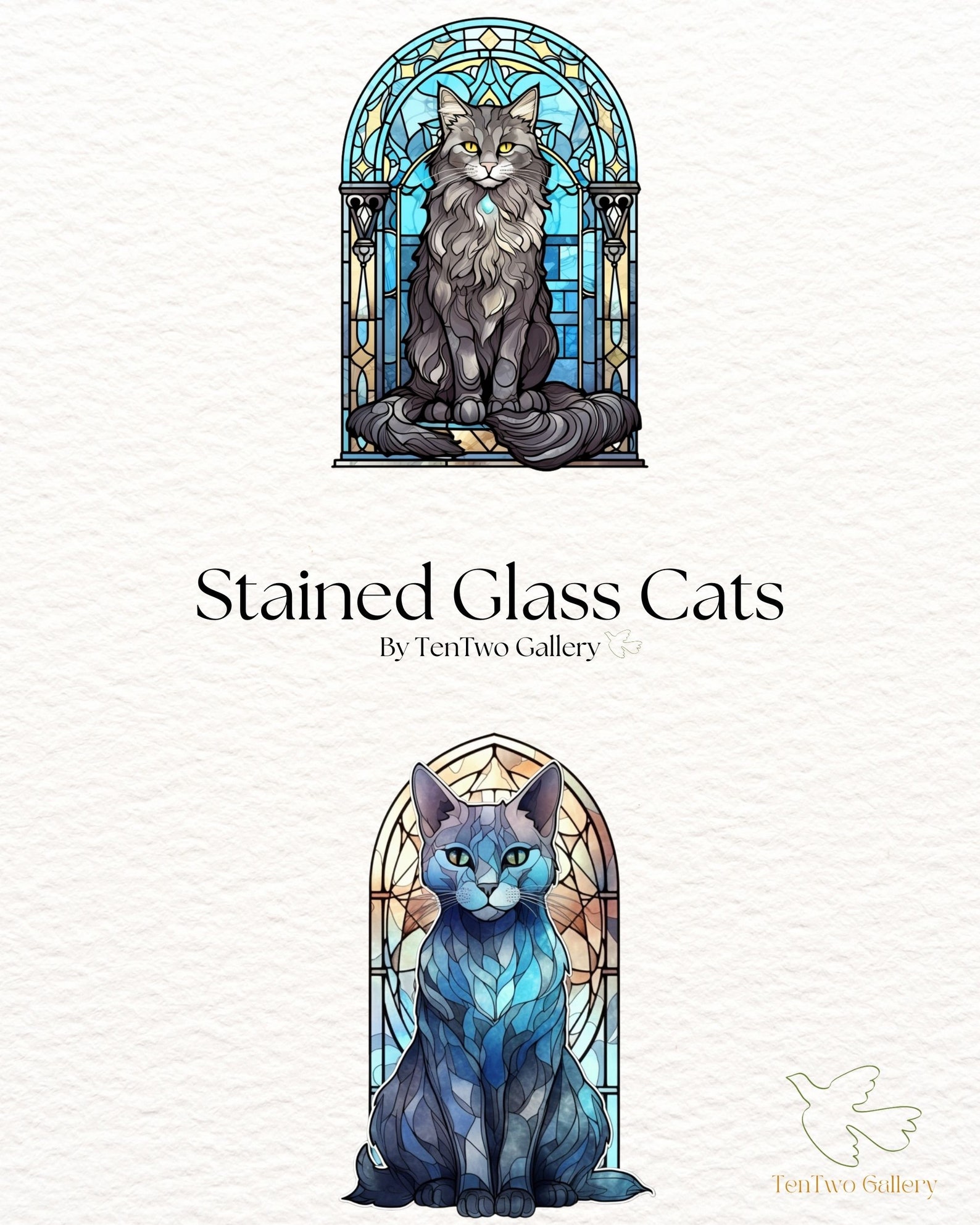 Stained Glass Cats Clipart Coloured Glass Cats Cute Kitten Images ...