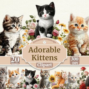 Watercolour Cats Clipart Cute Kittens Clipart Bundle Commercial Use ...