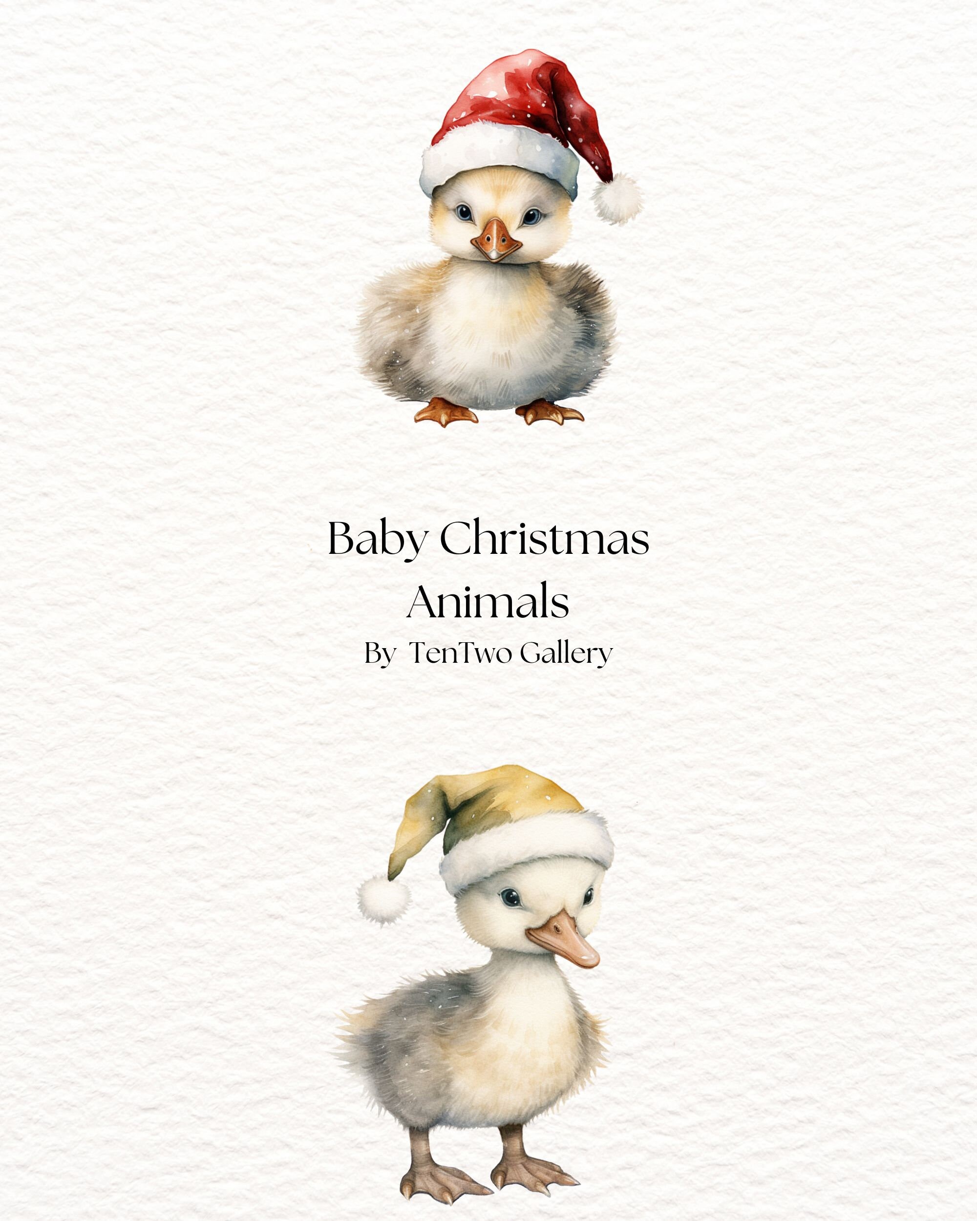 Christmas Baby Animals Clipart Watercolour Christmas Sublimation ...