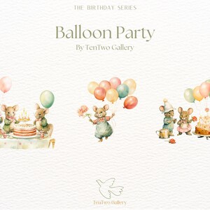 Birthday Mice Clipart, Celebration Graphics, Cute Mice Clipart ...