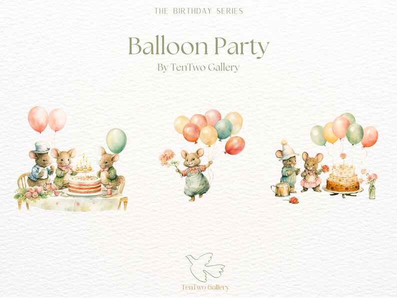 Birthday Mice Clipart, Celebration Graphics, Cute Mice Clipart ...