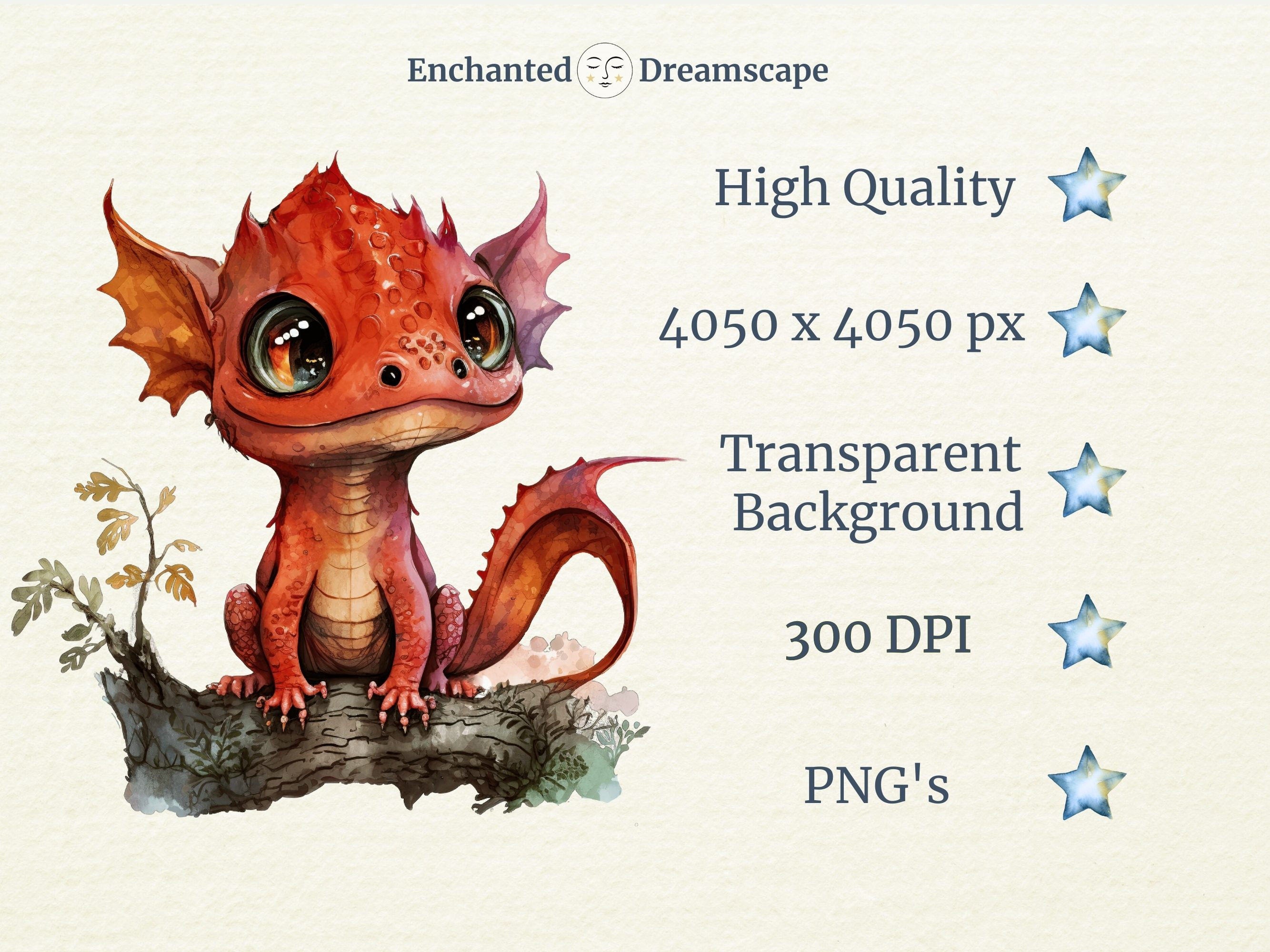 Cute Dragons Clipart Watercolour Clipart Adorable Dragons Fantasy ...