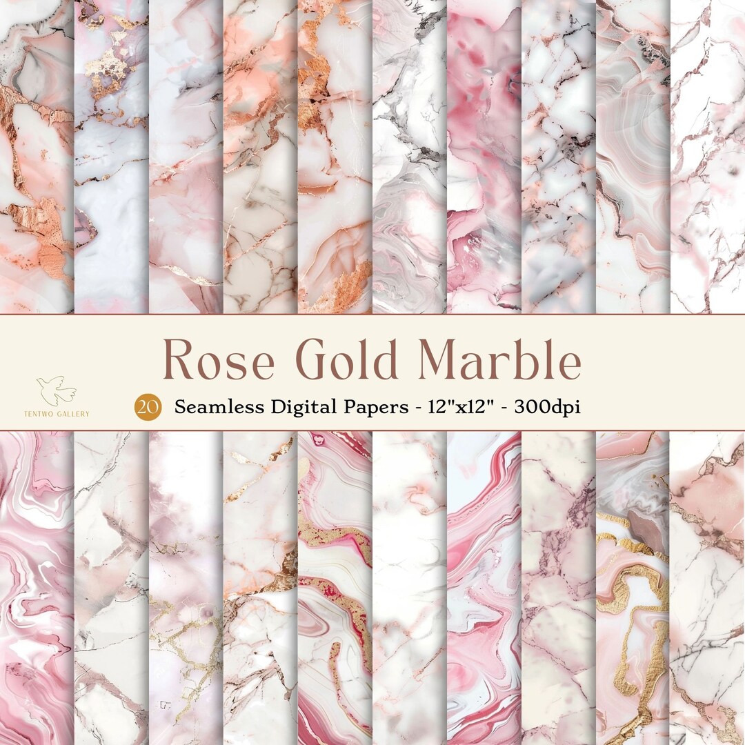 Rose Gold Marble Seamless Paper Digital Patterns Bundle Commercial Use ...