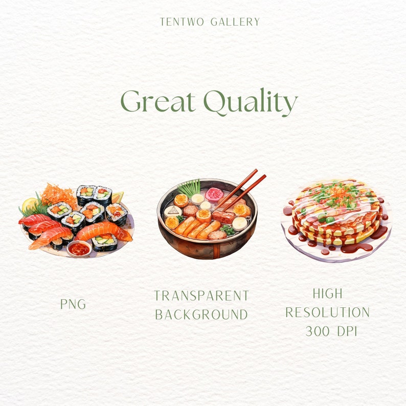Japanese Food Clipart, Watercolor Japanese Food Sublimation, Japanese ...