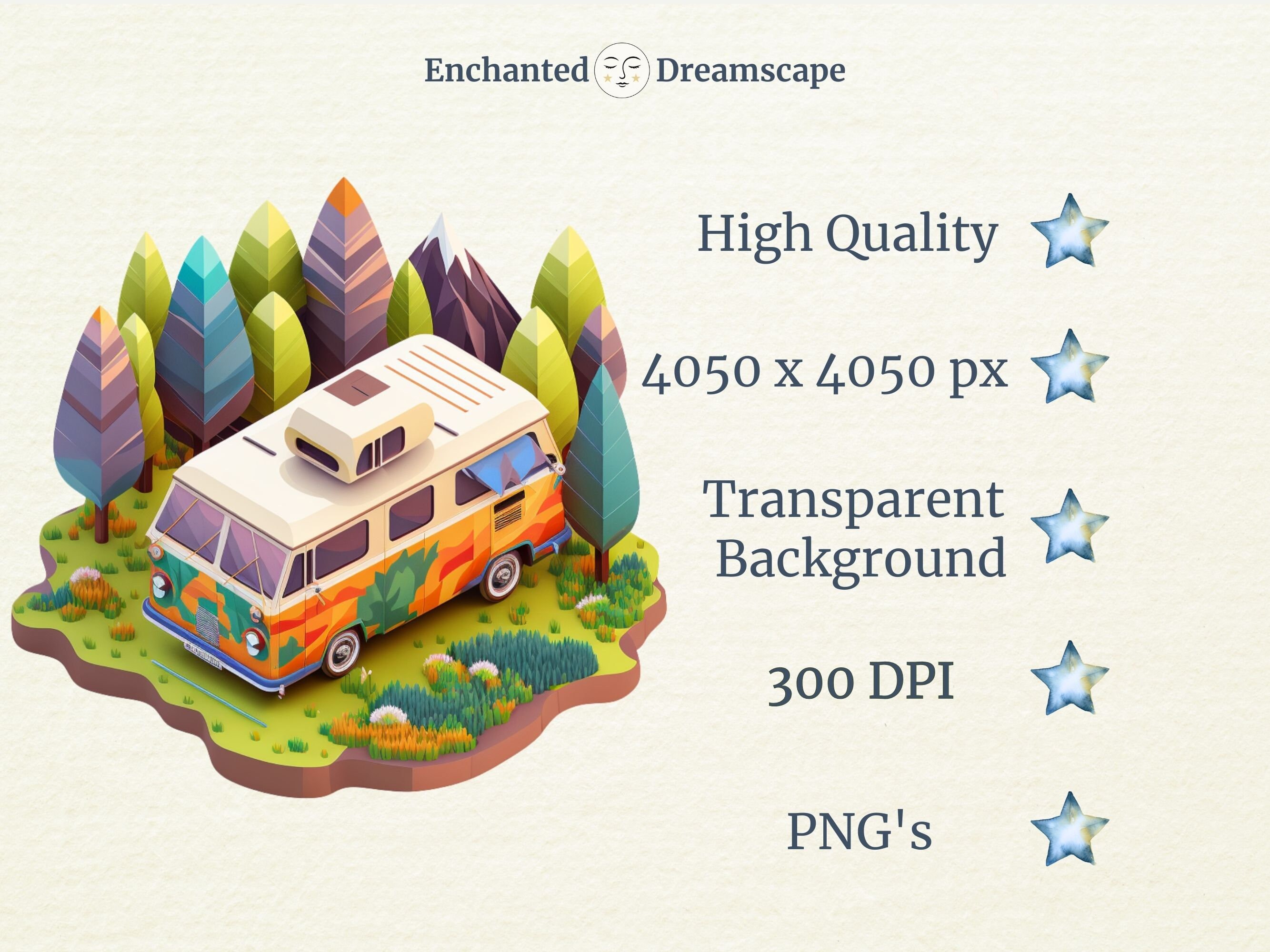 3-D Vintage Campers Clipart | Vintage Camper Vans Bundle | Commercial ...