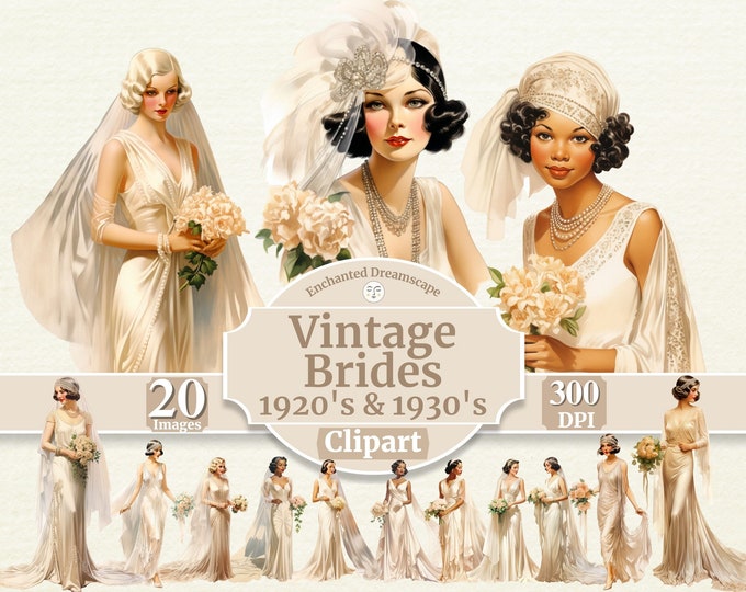 Vintage Brides Clipart Bundle Retro Wedding 1950s Bride Digital Image ...