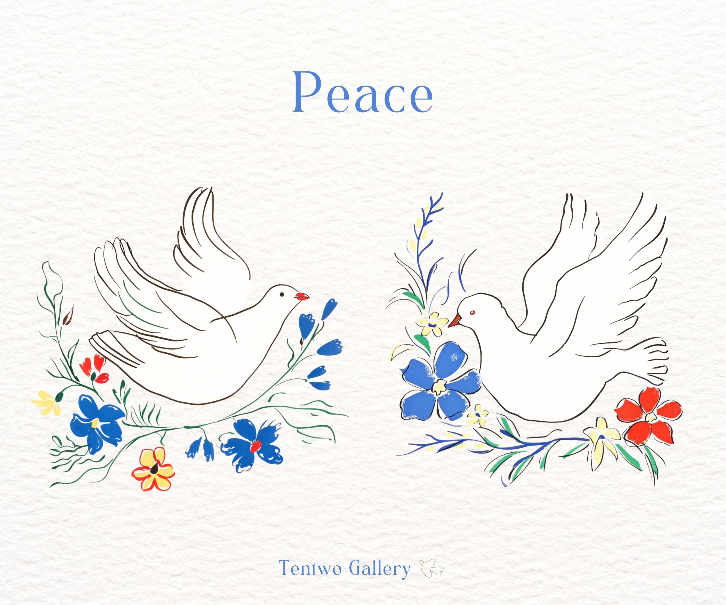 Peace Doves Clipart, Floral Peace Dove Illustrations, White Peace Dove ...