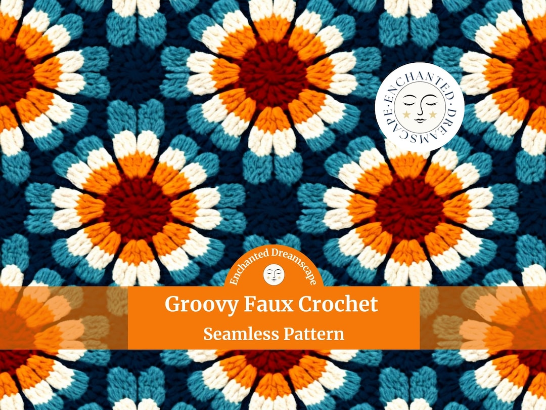 Faux Embroidery Crochet Seamless Pattern, Retro 70's Seamless File for ...