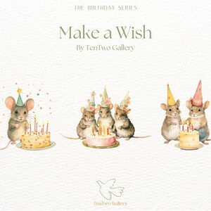 Birthday Mice Clipart, Celebration Graphics, Cute Mice Clipart ...