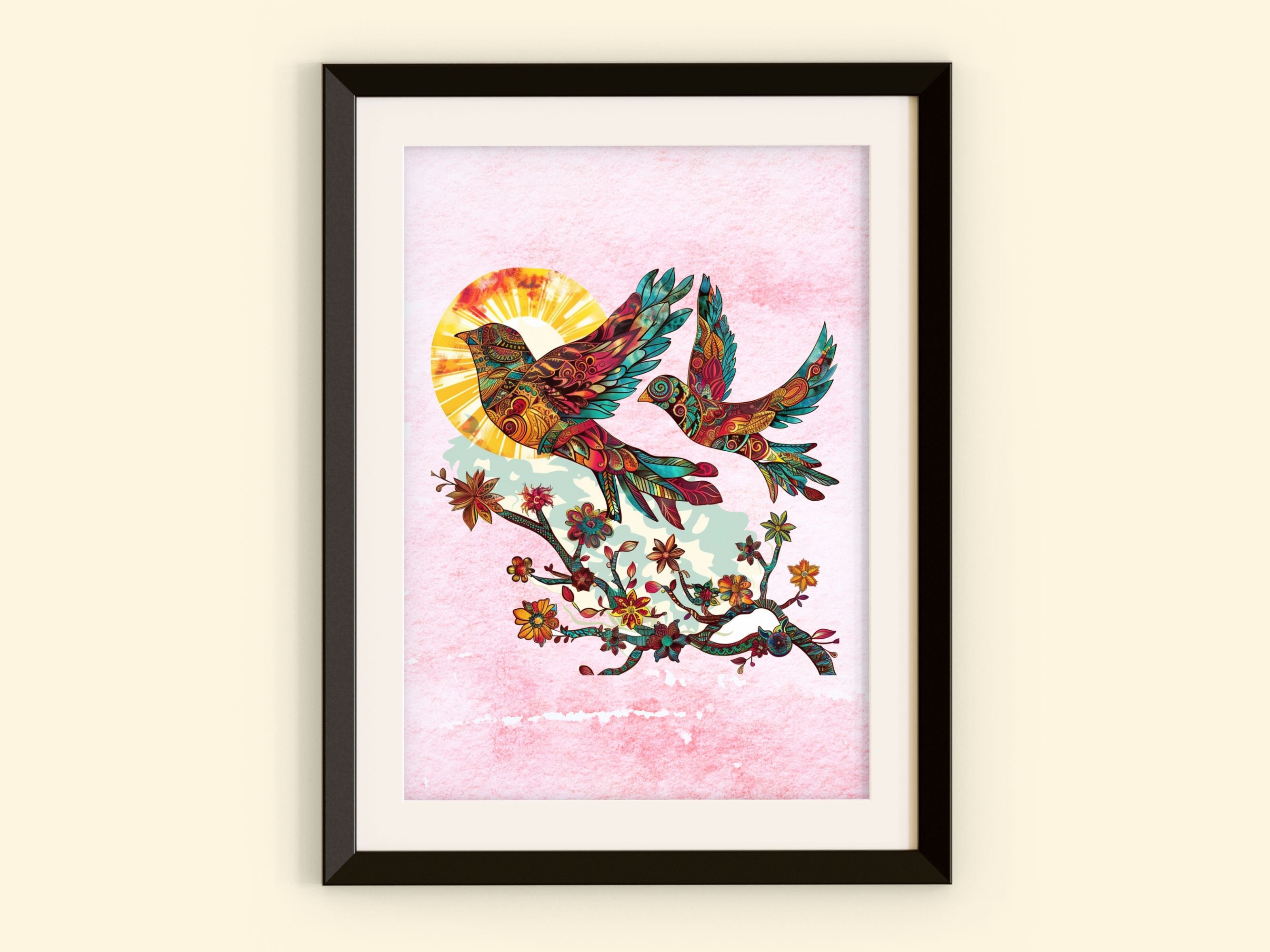 Boho Birds Clipart, Hippie Birds Clipart, Groovy Bird PNG, Bohemian ...